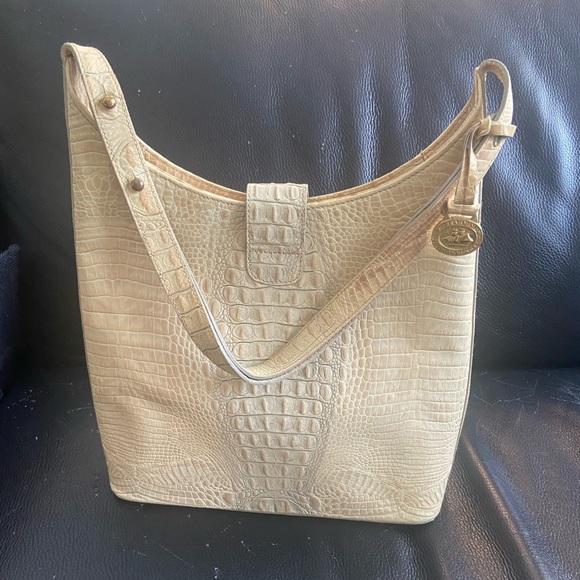 Brahmin | Bags | Brahmin Tabitha Cream Crocodileembossed Shoulder Bag ...